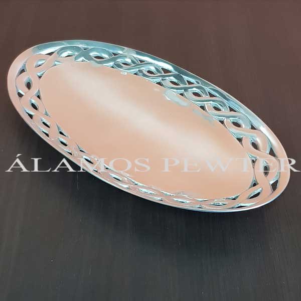 Panera Oval Entrelazada Calada | Álamos Pewter